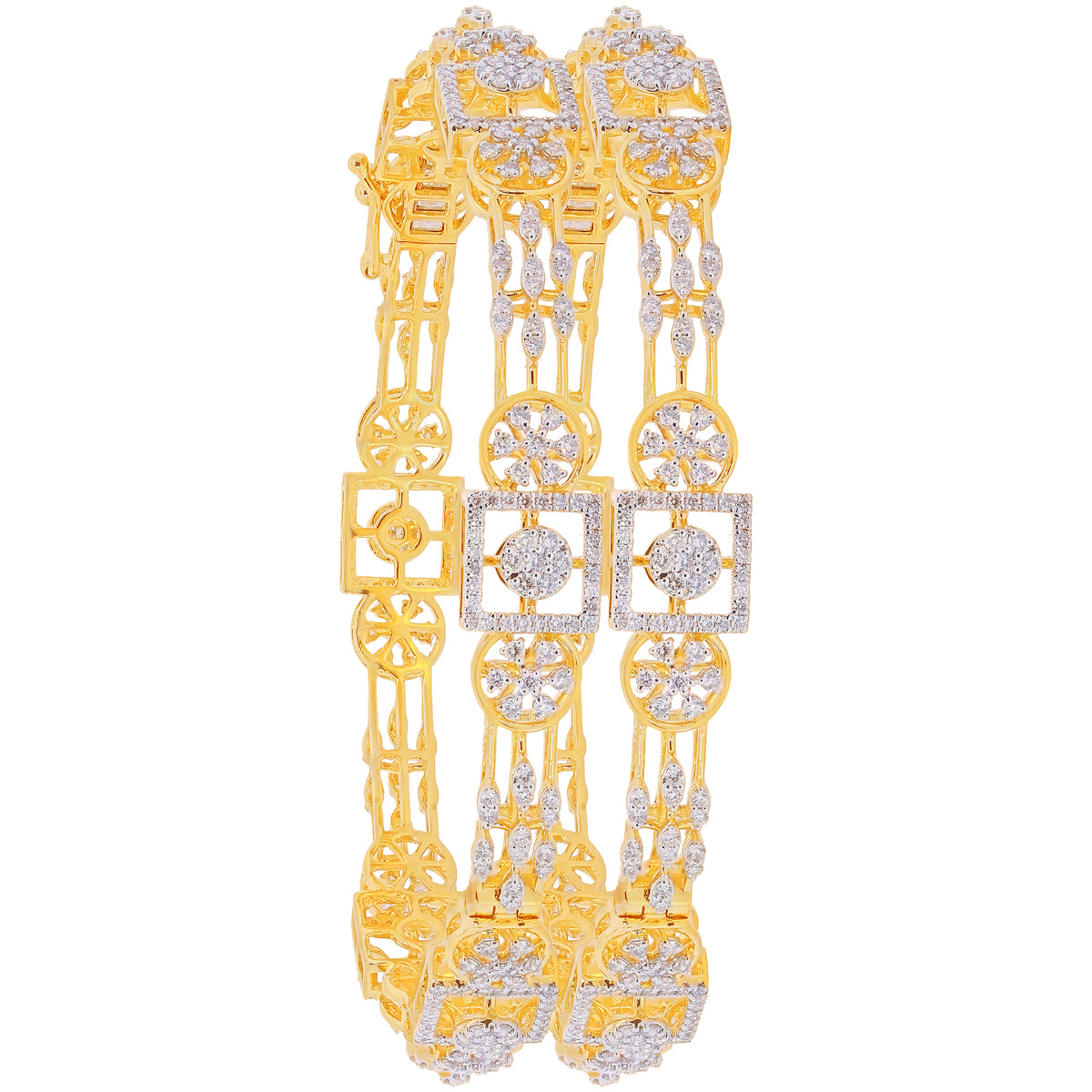 4.37Ct VS/GHI Diamond 2pcs Bangle in 18K Gold – Malani Jewelers